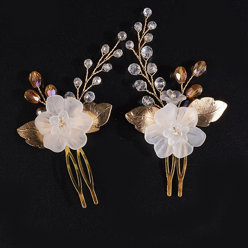 3 Stuk Gouden Bruid Bruiloft Haar Kam Kristal Brid... – Vicedeal