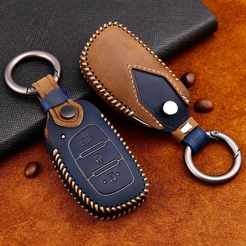 Leather Car Smart Key Cover Case Holder For Hyunda... – Grandado