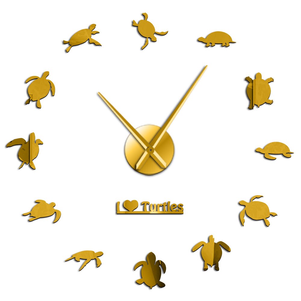 Frameless I Love Turtles Giant 3D DIY Wall Clock S... – Grandado