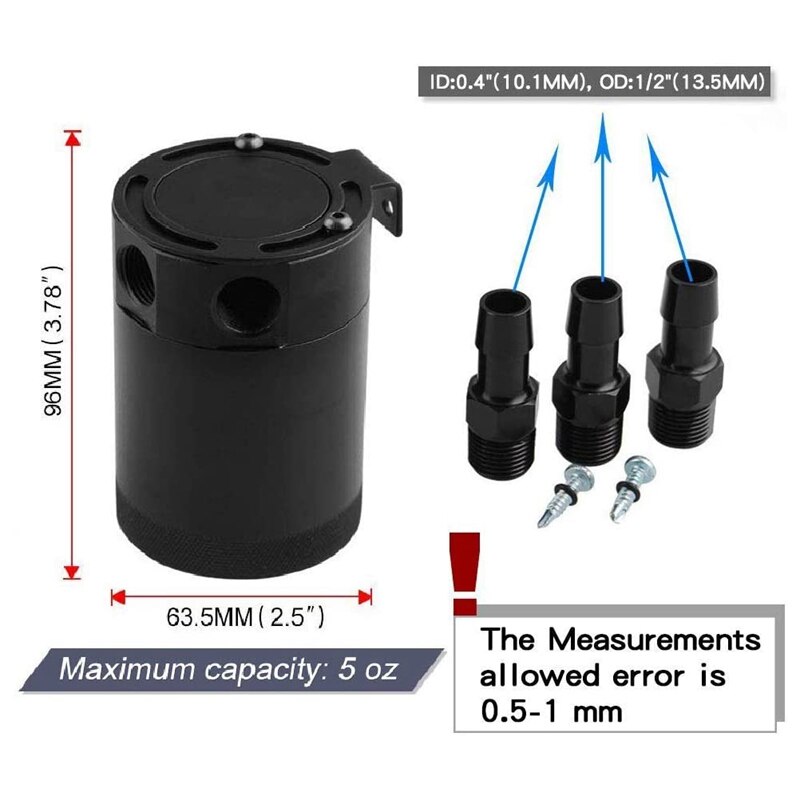 Universal Aluminum Alloy 3-Port Oil Catch Can, 2 I... – Grandado