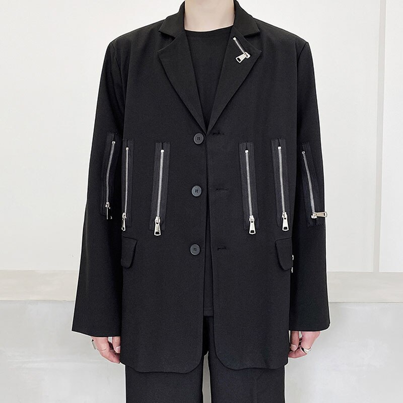 Men Zipper Streetwear Hip Hop Casual Suit Blazers ... – Vicedeal