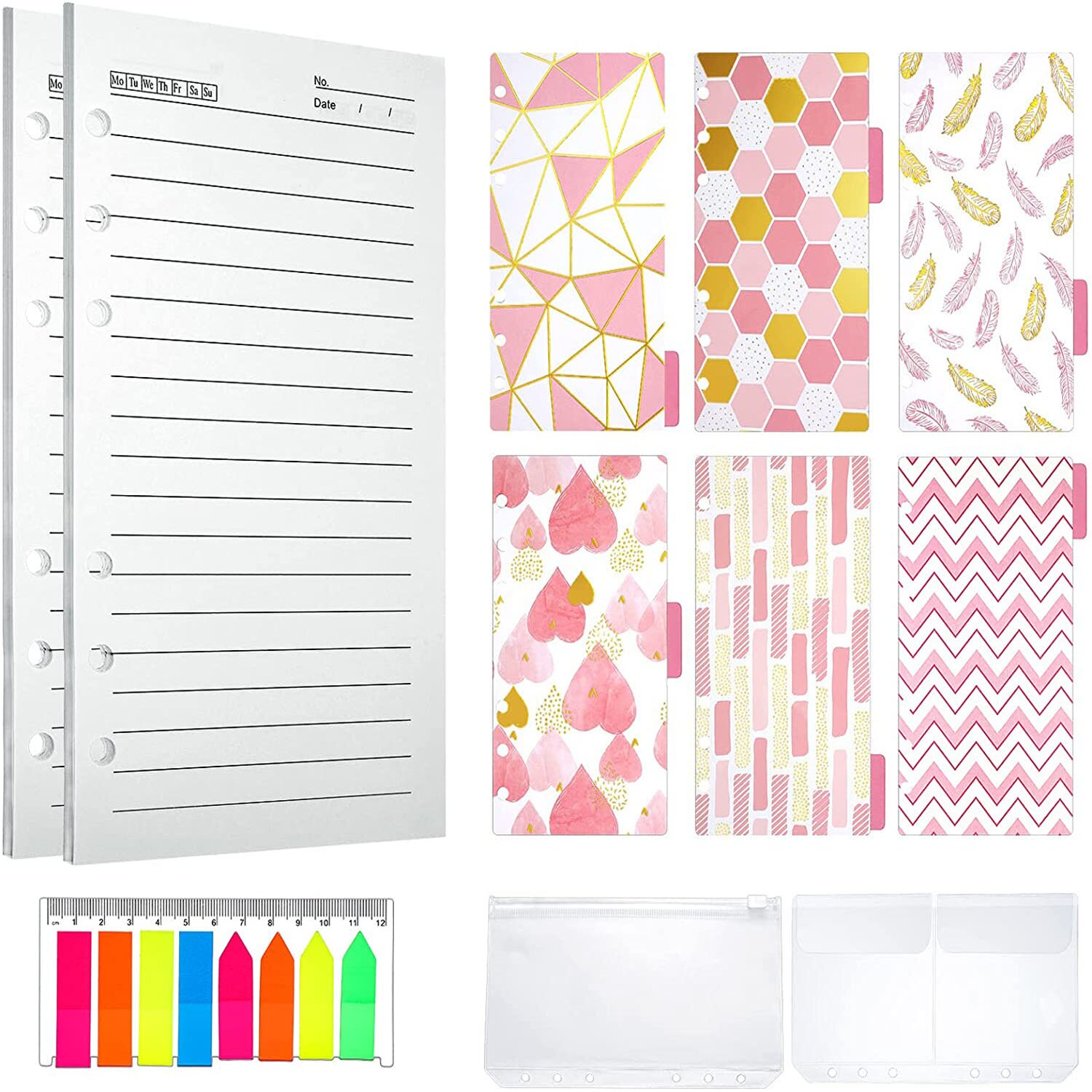 A6 Refillable Paper Set with Colorful Inserts, Lin... – Grandado