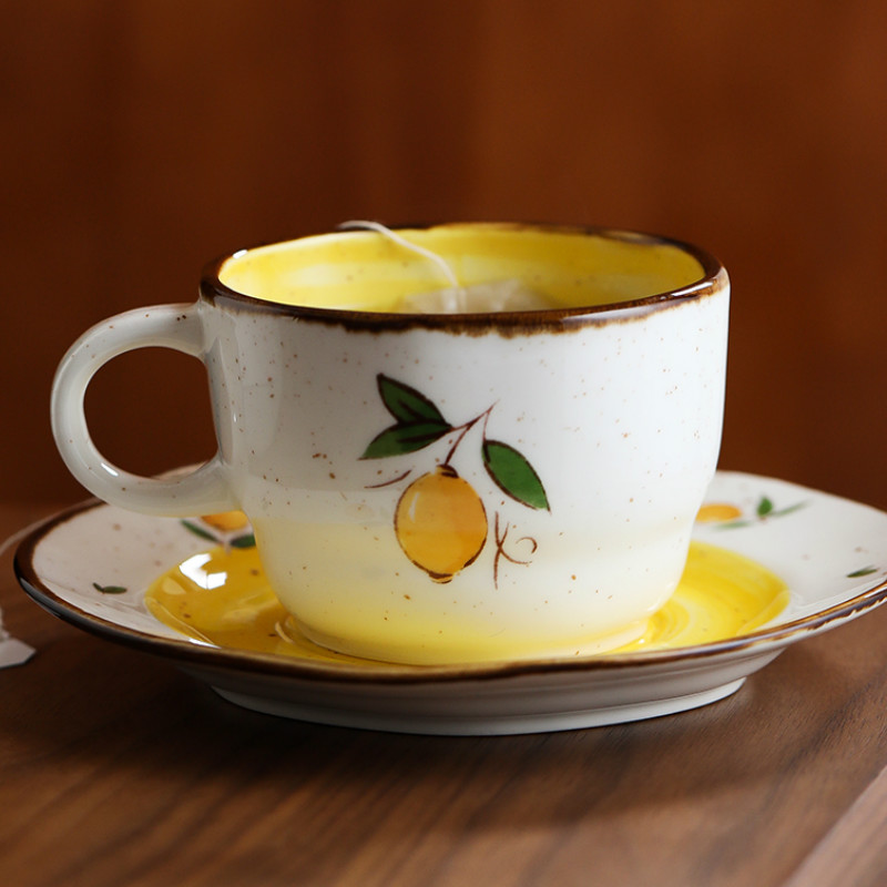 Reusable White Ceramic Lemon Coffee Cup Travel jap... – Vicedeal