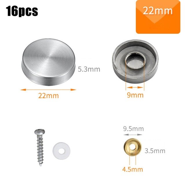 16Pcs Stainless Steel Decorative Mirror Screw Cap ... – Grandado