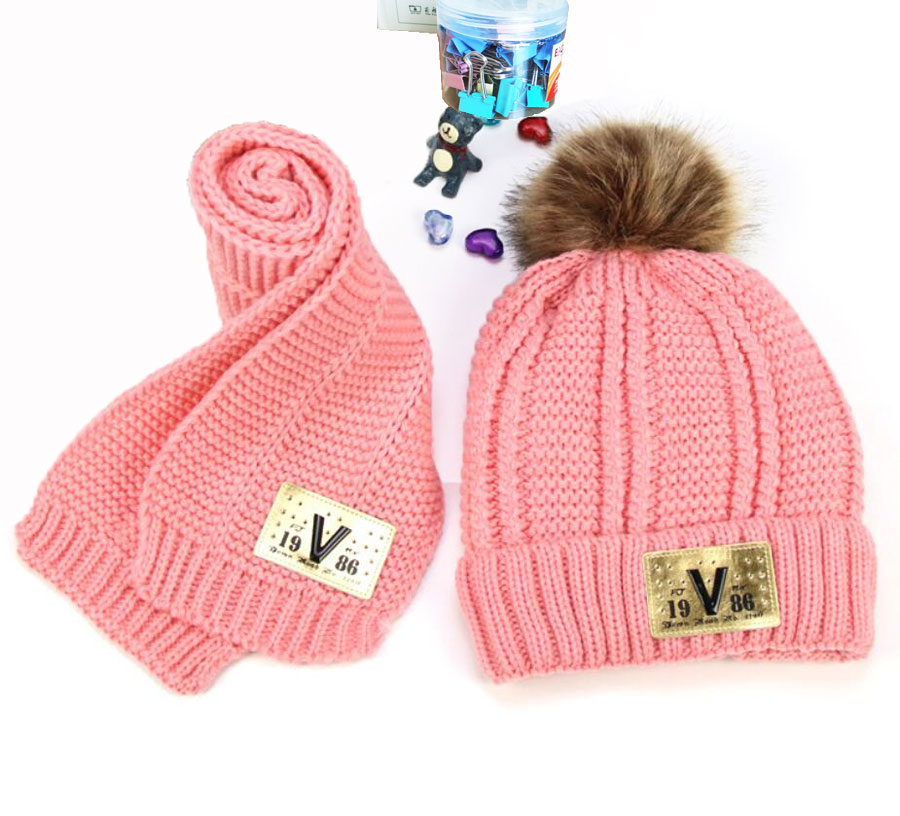 Kind Gebreide Bont Hoeden Sjaal Set Winter Meisje ... – Grandado