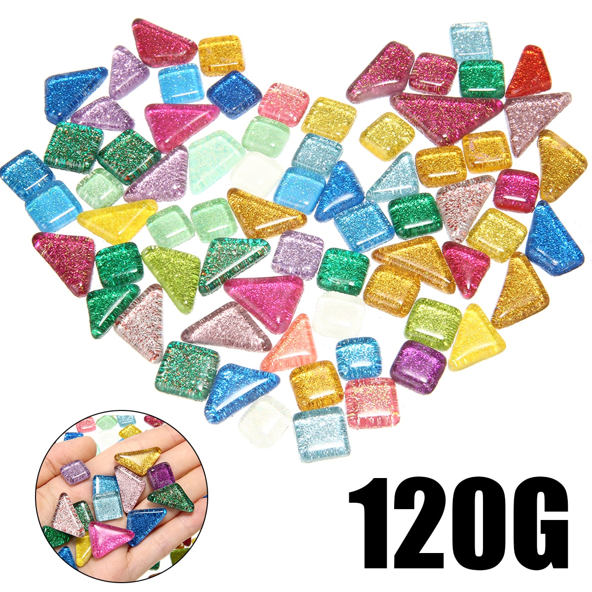 120g Mixed Color Geometric Shapes Glass Mosaic Til... – Vicedeal