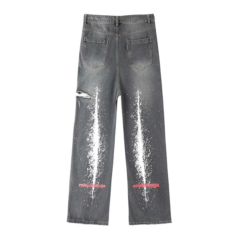 UNCLEDONJM Graffiti Ripped Jeans Men's Street Hip-... – Vicedeal