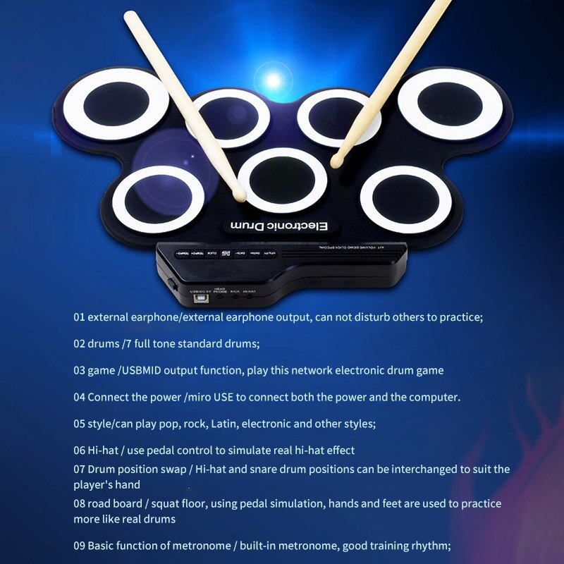 Usb Elektronische Drum Roll-Up Silicon Drum Set Di... – Grandado