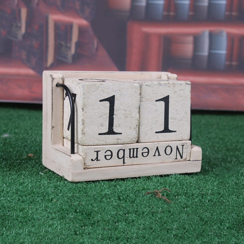 BEAU-Wooden Perpetual Calendar Retro Rustic Living... – Grandado