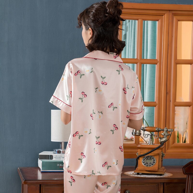 2 Piece Set Women Night Wear Set Silk Robe For Wom... – Grandado
