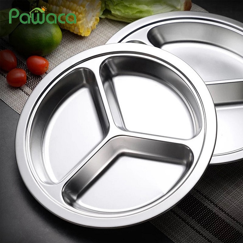 Stainless Steel Round Divided Plates Storage Trays... – Grandado