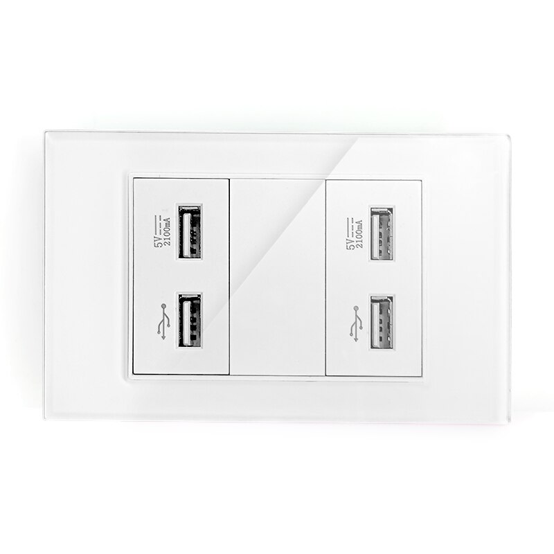 USB socket 5V 2.1A fast charge tempered glass pane... – Grandado