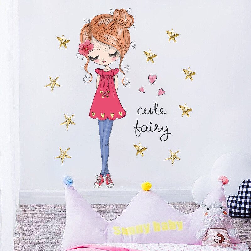 Cute Dancing Ballet Girl Wall Stickers for Kids Ro... – Grandado