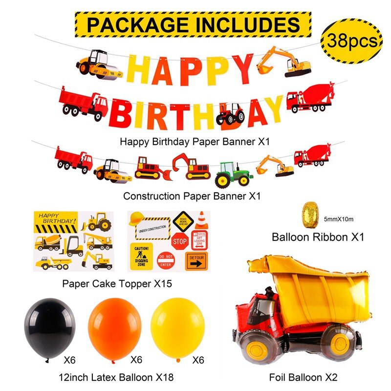 Construction Vehicle Birthday Party Decorations Ki... – Vicedeal