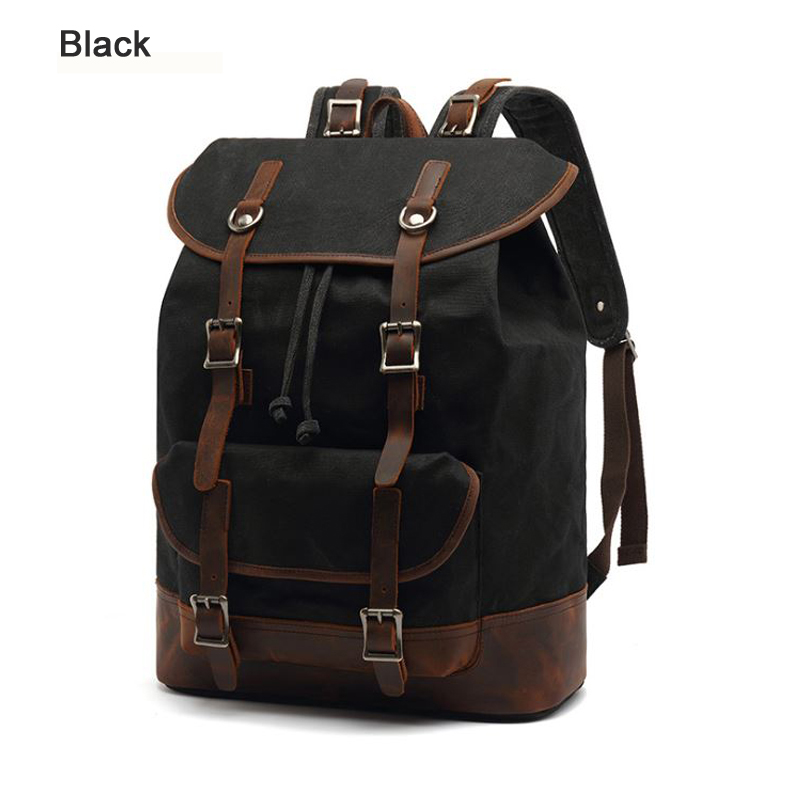 Waterproof Waxed Canvas Backpack Men Rucksack Wome... – Grandado