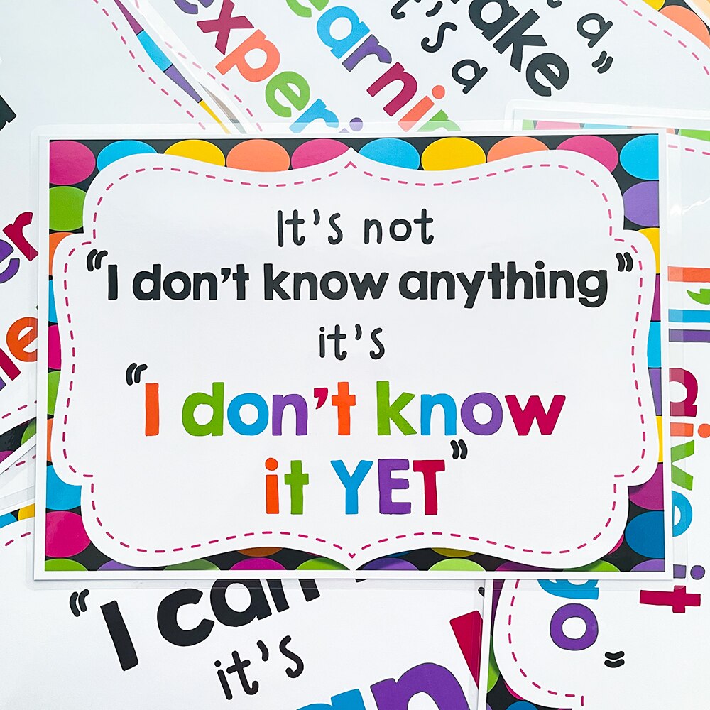 6Pcs/Set English A4 Plastic Big Card Growth Mindse... – Vicedeal