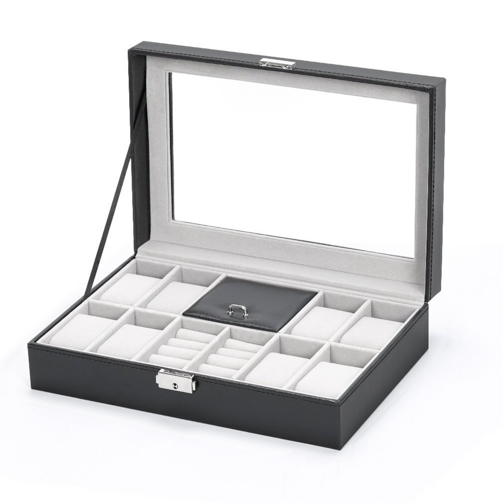 6/10/12 Grids Watch Box PU Leather Watch Case Hold... – Vicedeal