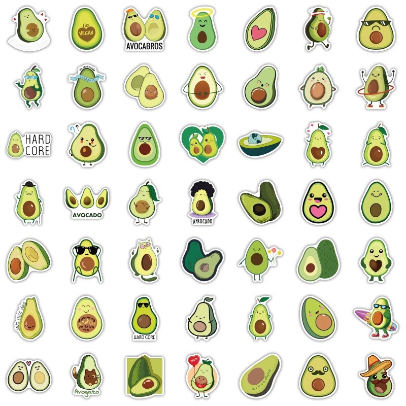 100 Stks/pak Avocado Stickers Pvc Waterdicht Leuke... – Vicedeal