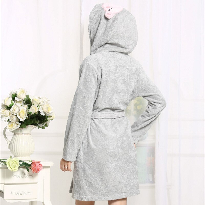 Cotton Winter Bathrobe Terry Cute hooded Dressing ... – Grandado