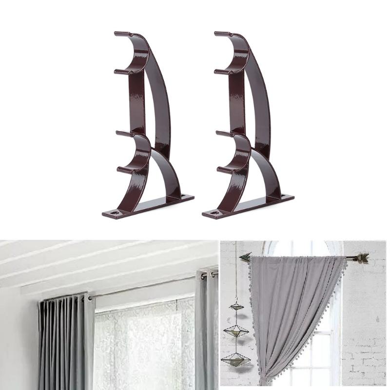 2 PCS Double Curtain Rod Brackets For Rods Aluminu... – Grandado