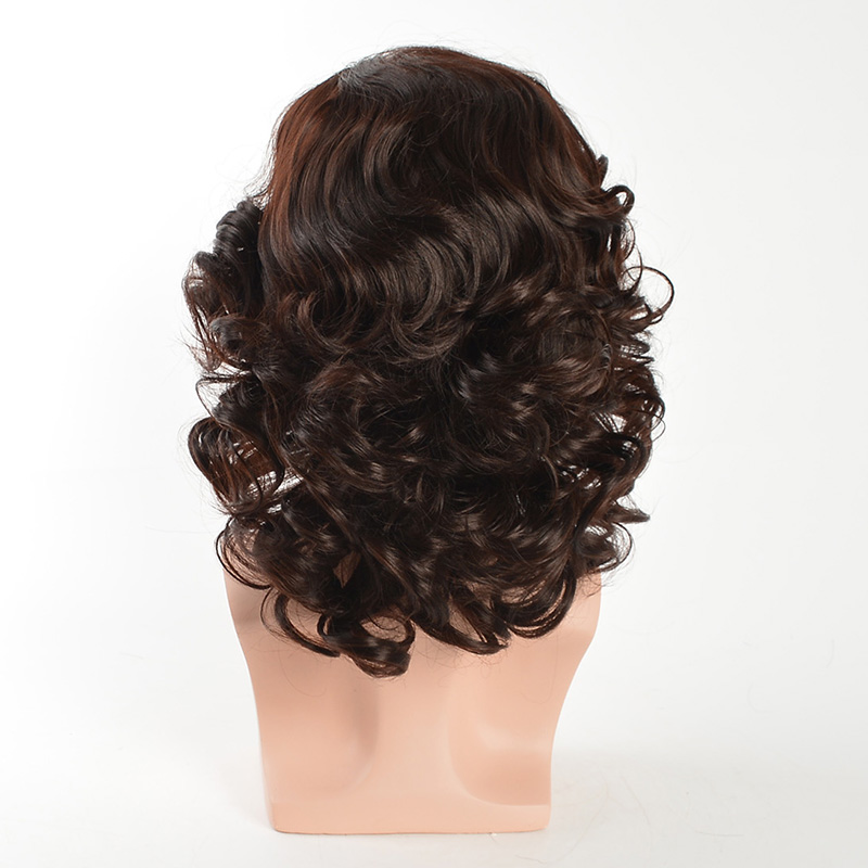 MSIWIGS Men Medium Wig Curly Dark Brown Colour Hai... – Grandado