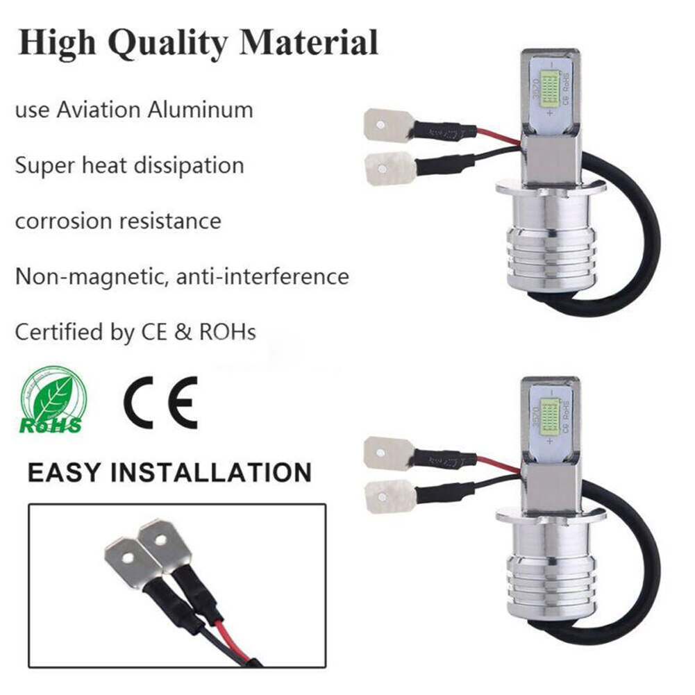 2 pièces H3 LED 3570 puces 8000K glace bleu antibr... – Grandado