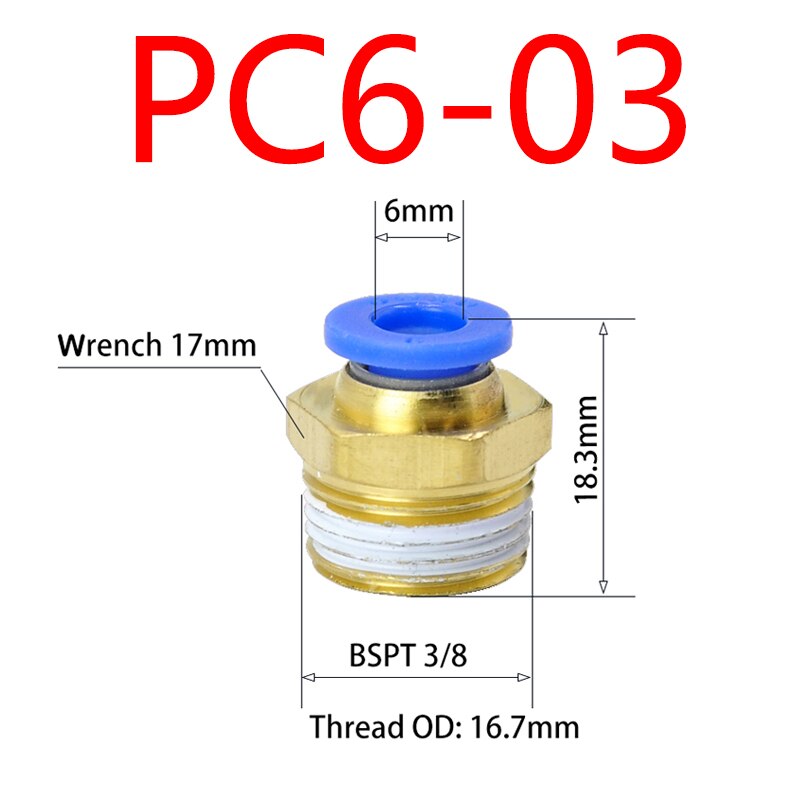 PC Pneumatische Air Fitting 12mm 10mm 8mm 6mm 4mm ... – Grandado