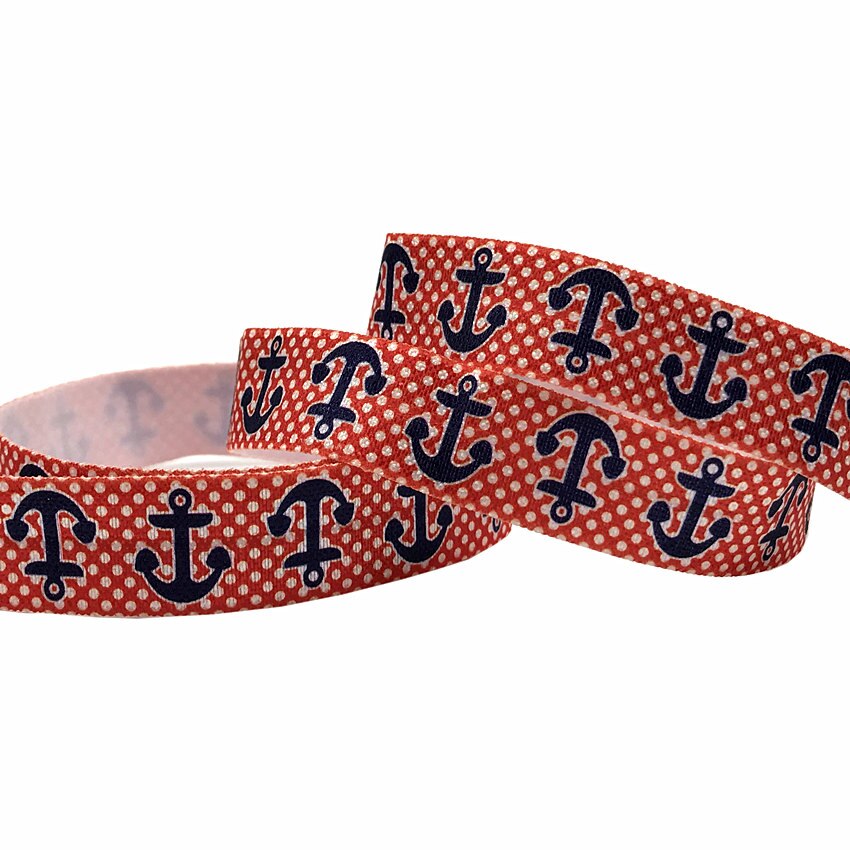 10Y 16mm Nautical Chevron Anchor Heart Print Fold ... – Grandado