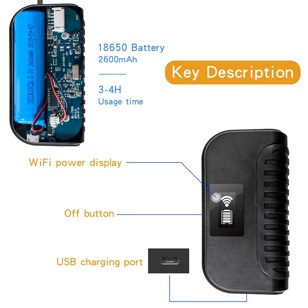 WiFi Borescope HD 2MP 1080P Endoscope Camera IP68 ... – Grandado