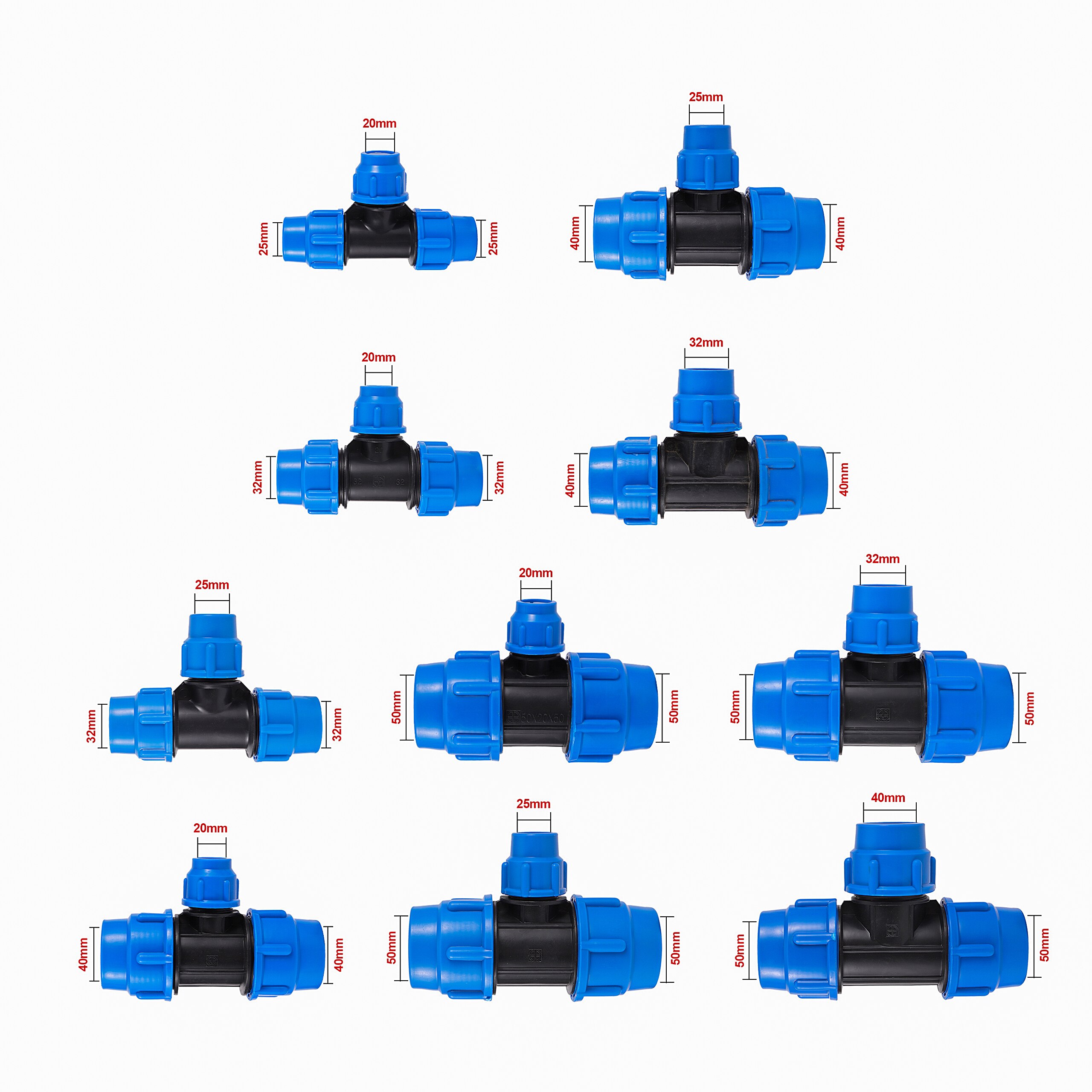 3-Way PE Pipe Reducing Connector 20/25/32/40/50mm ... – Vicedeal