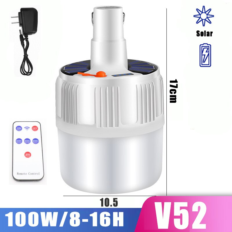 100W Camping Light Solar Rechargeable Light LED Bu... – Vicedeal
