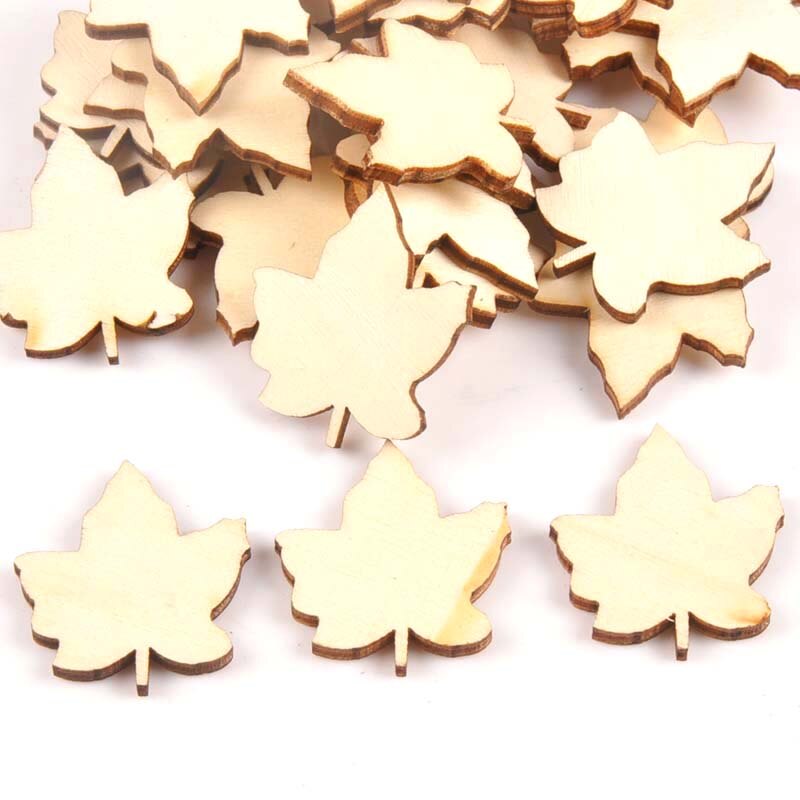 25Pcs 29x33mm Maple Leaf Pattern Unfinished Wood D... – Grandado
