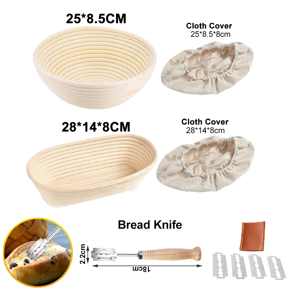 Rattan Banneton Bread Proofing Proving Baskets Set... – Grandado