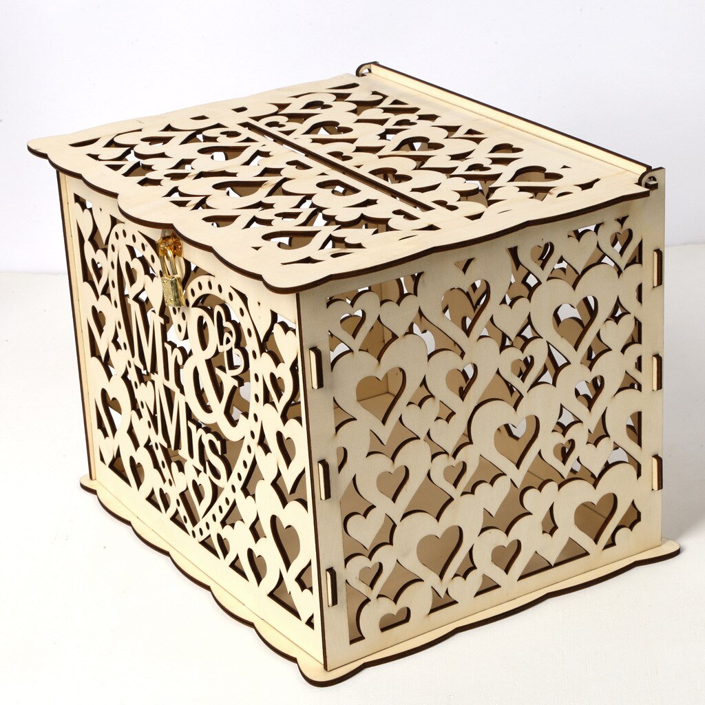 DIY Wedding Card Box with Lock Rustic Wood Card Bo... – Vicedeal