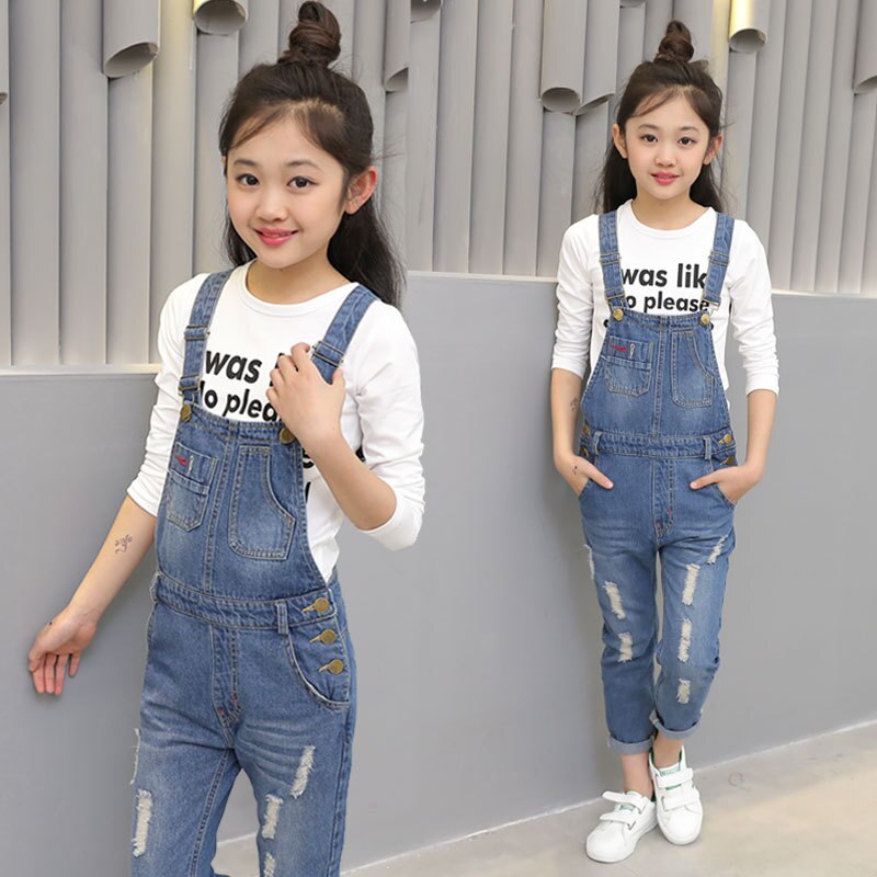 Girls Overalls Jumpsuits Autumn Girls Jeans Bib Ov... – Vicedeal