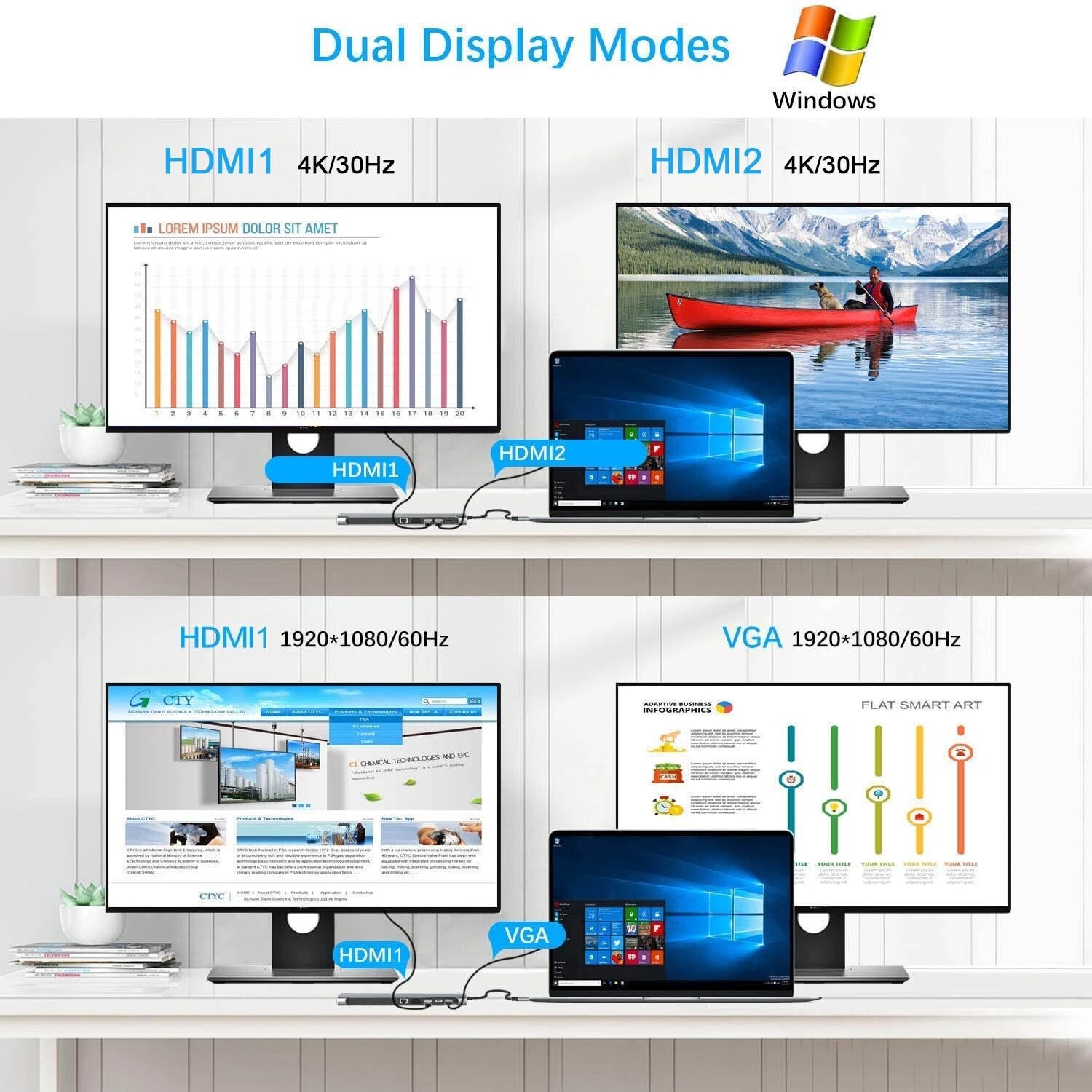 Usb Dock Mst Dual Hdmi Dual Screen Dual Display Ad... – Grandado