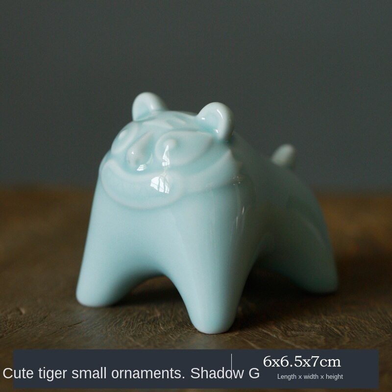 Blue Glaze Cute Tiger Tea Ornaments Tea Ceremony T... – Grandado