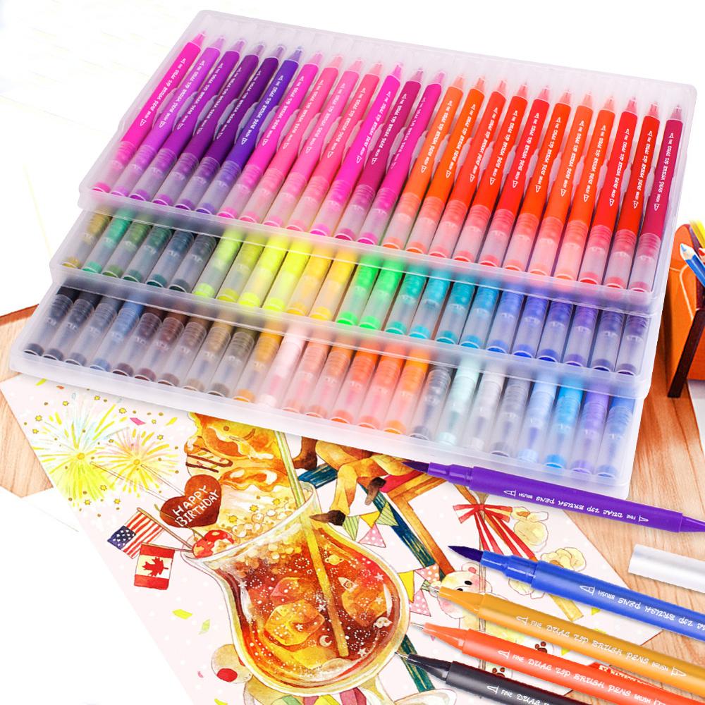 48/100 Colors Dual Brush Pen Set Watercolor Art Ma... – Grandado