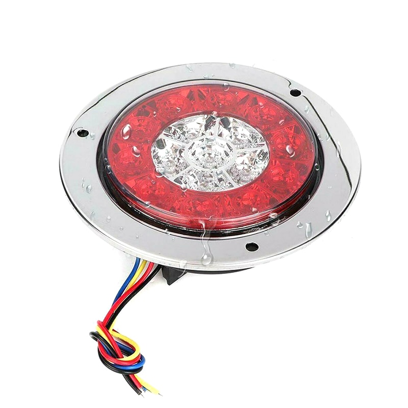 12V-24V Red & Yellow Round Red/Amber 16-LED Truck Trailer Brake Stop ...