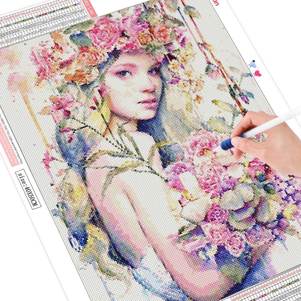 Huacan diamant mosaik portræt 5d diy diamant maler... – Grandado