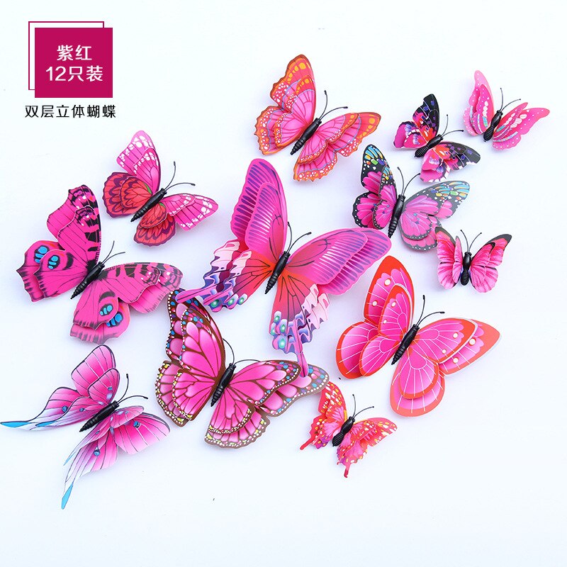 12 PCS 3D double-layer simulation butterfly wall s... – Grandado