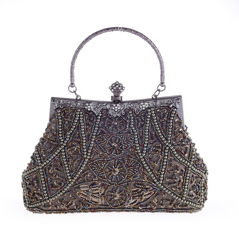 Retro heavy craft beaded embroidered bag evening d... – Grandado