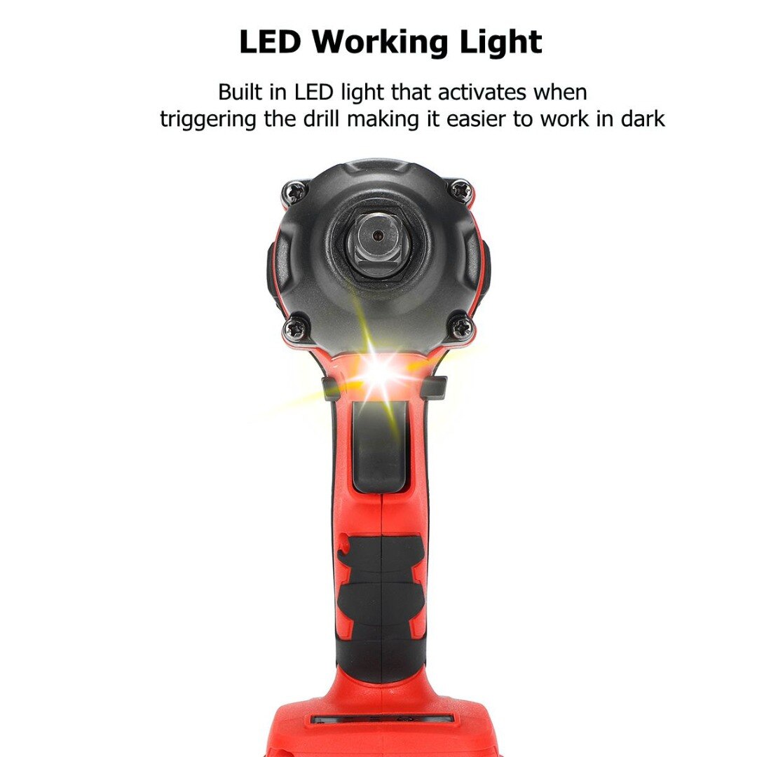 18V 520N.m. Li-Ion Cordless Impact Wrench 1/2'' Driver Brushless Electric Wrench Power Tool For ...