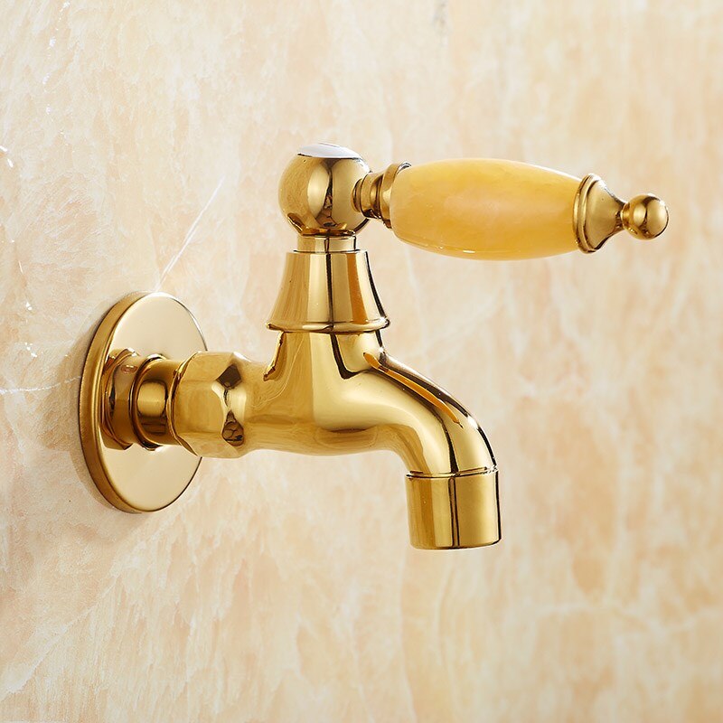Brass Gold Finished Bibcock Faucet, Cold Tap, Toil... – Grandado