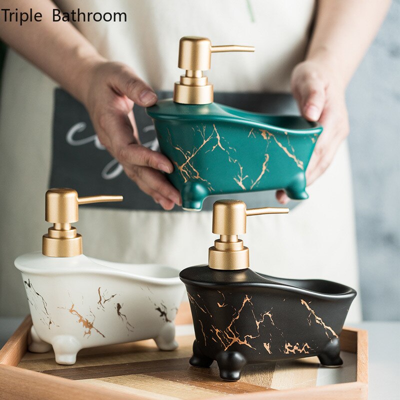350Ml Marmeren Textuur Keramische Zeepdispenser Ba... – Grandado