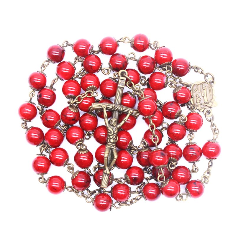 Handmade Round Bead Cross Crucifix Rosary Religiou... – Grandado