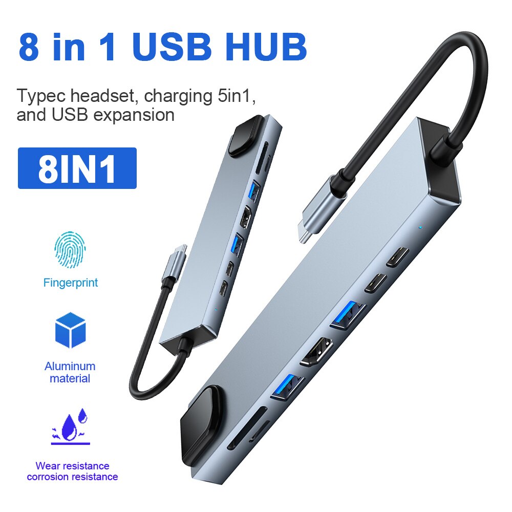 8 in 1 USB 3.0 Hub For Laptop Adapter PC Computer ... – Vicedeal