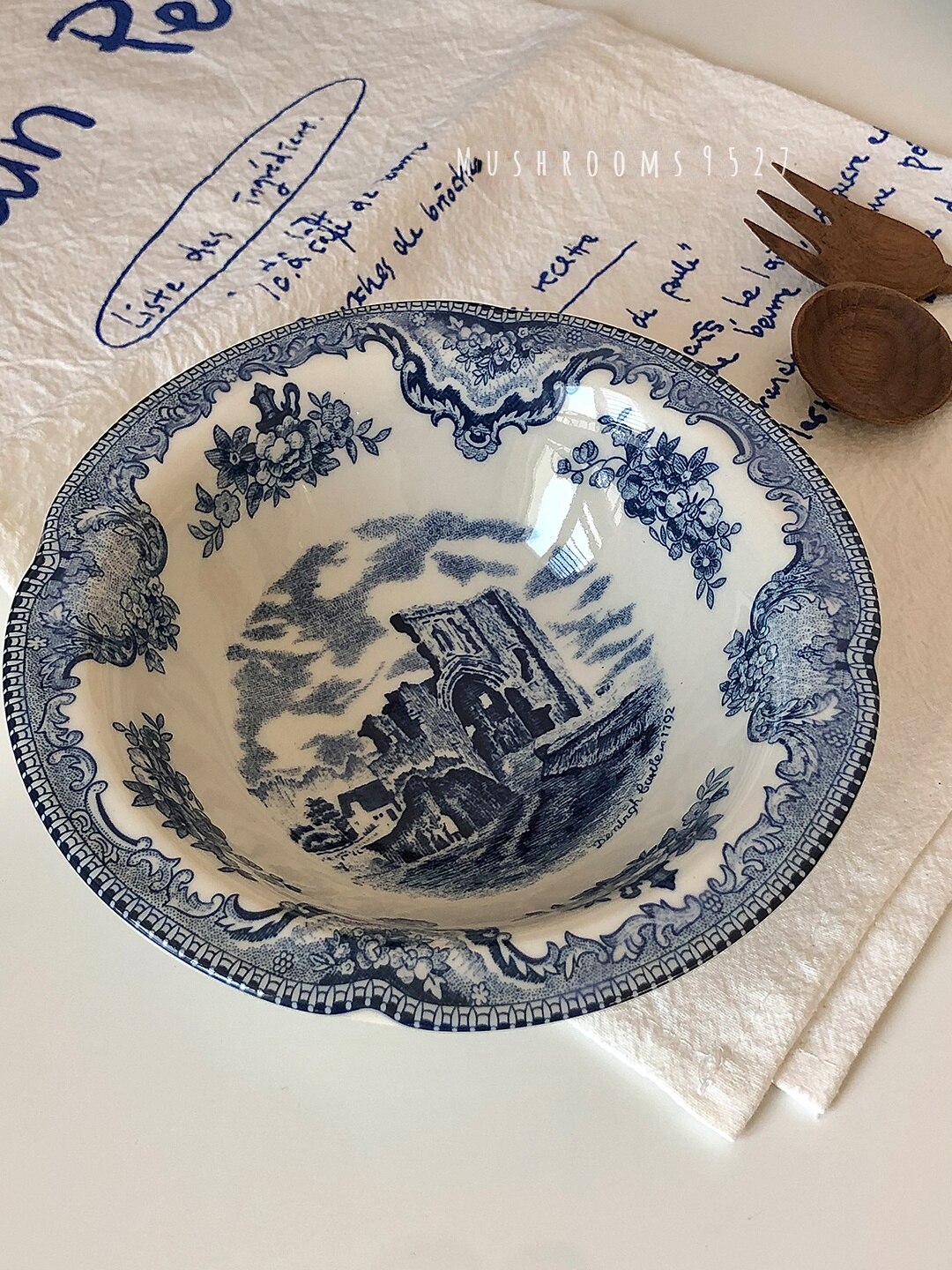 Mushrooms 9527 English Retro Blue Breakfast Desser... – Grandado