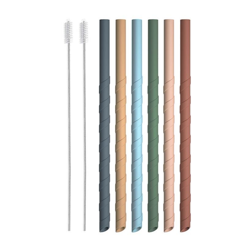 6Pcs Reusable Silicone Collapsible Drinking Straws... – Grandado