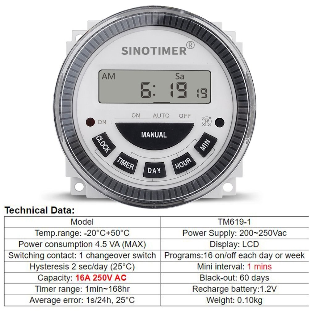 TM619-1 1NO + 1NC Volt Free Output 16A LCD Time Re... – Vicedeal